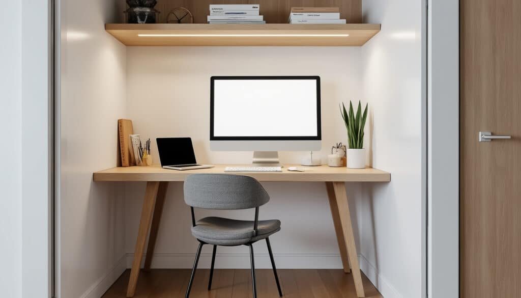 Optimisez votre placard : créez un mini-bureau pratique 🗄️💡